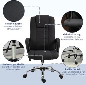 Výškově nastavitelná kancelářská židle Vinsetto, ergonomická kancelářská židle, počítačová židle s houpací funkcí, černá, 62 x 62 x 110-119 cm | Aosom