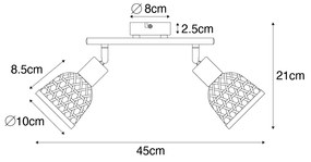 Orientální bodové světlo černé s bambusem 2-světlo - Rayan