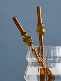 Sinsay - Skleněná brčka s kartáčkem na čištění 5 pack - jantarová