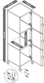 Tchibo - Kovový kontejner na kolečkách CN3 se 3 dvířky - barva: černá