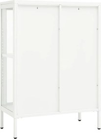 Příborník bílý 75 x 35 x 105 cm ocel a sklo 336071