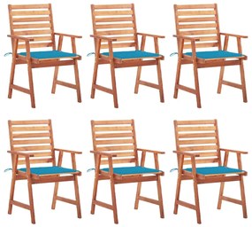 Zahradní jídelní židle 6 ks s poduškami masivní akáciové dřevo,  3078351