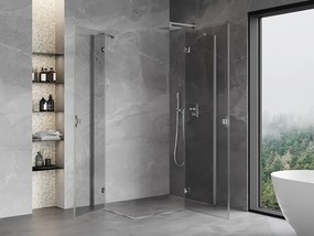 Mexen Mist-H Duo, 2-křídlý ​​výklopný sprchový kout 70 x 100 cm, čiré sklo, chromový profil, 8A5-070L-100P-01-00