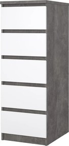 FALCO Komoda Simplicity 233 beton/bílý lesk