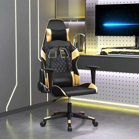 Herní židle černá a zlatá umělá kůže 3143755
