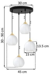 Závěsné svítidlo Costa, 4x bílé skleněné stínítko, b/g, o