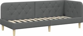 Rohový rám postele Tmavě šedá 80 x 200 cm textil 3394102