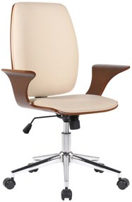 Kancelářská židle Burbank ~ koženka, dřevo ořech - Krémová