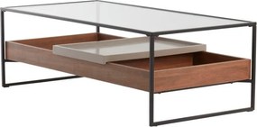Konferenční stolek se skleněnou deskou v tmavě přírodní barvě 60x120 cm Sveg – Jotex