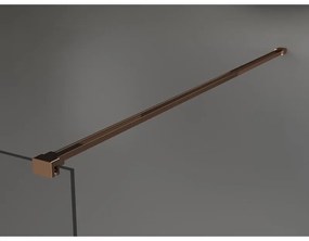 Mexen Kioto, průchozí sprchová zástěna 100 x 200 cm, 8mm sklo námraza, 2x růžové zlato stabilizační rozpěra, 800-100-002-60-30