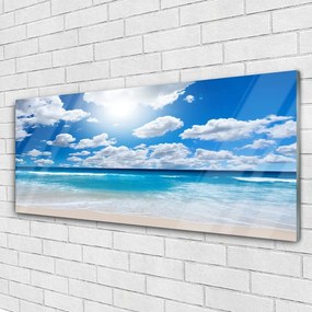 akrylový obraz Moře Pláž Mraky Krajina 125x50 cm