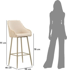 Krémové čalouněné barové židle v sadě 2 ks s područkami (výška sedáku 78 cm) Alaska – Mauro Ferretti