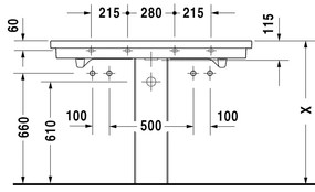 Duravit 2nd floor - umyvadlo do nábytku 120x50,5cm na 1 baterii 0491120000