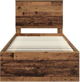 Rám postele s čelo Staré dřevo 90 x 200 cm Masivní borové dřevo 3411062