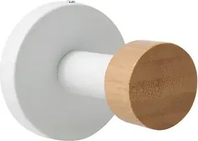MSV IANA háček na ručníky matný bílý / bambus / průměr 52 x 55 mm
