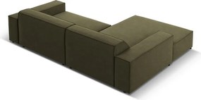 Khaki sametová modulární rohová pohovka (levý roh/s lenoškou) Jodie – Micadoni