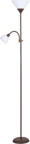 Rabalux Hnědá stojací lampa Action s bílými stínidly pro žárovky E27+E14 4188