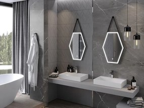 Mexen Orla osvětlené koupelnové zrcadlo 50 x 70 cm, LED 6000K, anti-mlžný, černý rám - 9815-050-070-611-70