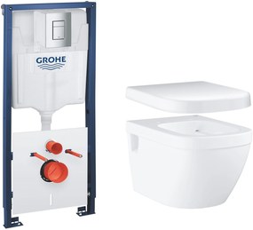 Set podomítkový WC modul s tlačítkem a těsněním Grohe Solido 39930000, záchodová mísa Grohe Euro Ceramic 39538000, 39330001