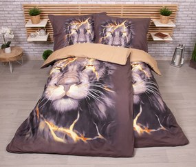 TP Zvýhodněná sada 3D povlečení na dvě lůžka 140x200+70x90 - Thunder lion