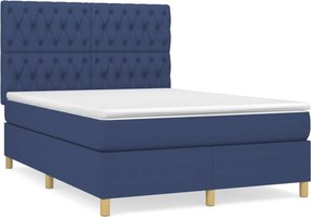 Box spring postel s matrací modrá 140x200 cm textil 3142583