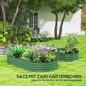 Outsunny sada dvou vyvýšených záhonů z oceli, zahradní bedna, studený rám, stohovatelný truhlík, zeleninový záhon 181x93x30cm pro zahradu a balkon, t…