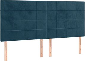 Čelo postele s LED tmavě modré 200x5x118/128 cm samet 3122494