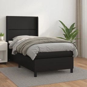 vidaXL Box spring postel s matrací 90x200 cm umělá kůže [3132420] Barva: Černá