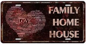 Plechová cedule Family Home House - rodinný dům