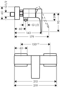 Hansgrohe Metropol, páková sprchová baterie, černá matná, 32560670