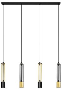 LED Lustr na lanku BARS 4xGU10/4,8W/230V černá/zlatá