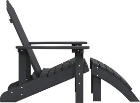 Zahradní křeslo Adirondack s podnožkou HDPE antracitové 318646