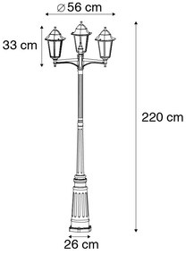 Venkovní lucerna černá 220 cm 3-světlo IP44 - Havana