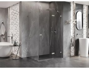 Mexen Lunar, pravostranný výklopný sprchový kout 85 x 80 cm, 8mm čiré sklo, ocelový profil, 834-085-080-97-00-P