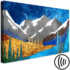 Obraz Panorama s přírodou - grafika hor na pozadí noční oblohy v mnoha barvách
