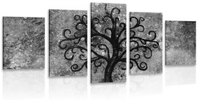 5-dílný obraz černobílý strom života Varianta: 200x100