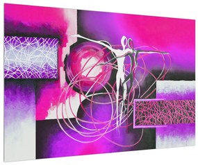 Abstraktní obraz fialových tanečníků (90x60 cm)