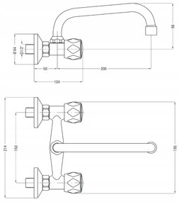Deante Teno, nástěnná umyvadlová baterie, chromová, BON_050D