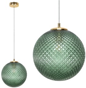 Závěsné svítidlo Cannes, 1x zelené skleněné stínítko (fi 25 cm), G