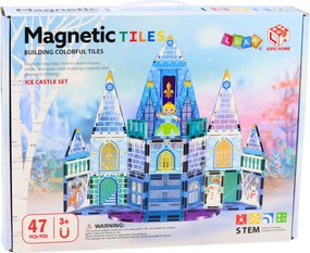 LEAN Toys Magnetické stavební kostky – Zámek ledové princezny, modré, 47 dílů