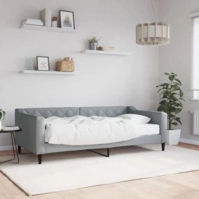Válenda s matrací světle šedá 90 x 190 cm textil 3197418