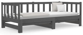 Výsuvná postel šedá 2x (90 x 190) cm masivní borovice - Default Title