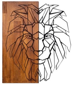 Nástěnná dřevěná dekorace LION hnědá/černá