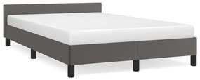 vidaXL Rám postele s čelem šedý 120 x 190 cm umělá kůže