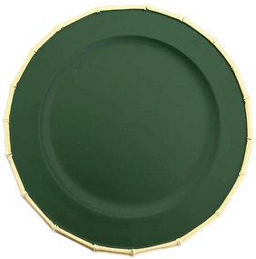Zelený matný klubový talíř se zlatým okrajem 33cm