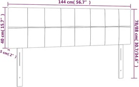 Čelo postele s LED světle šedé 144 x 5 x 78/88 cm textil 3121610