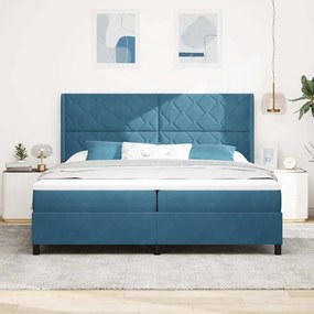 Postel s boxspringem s čelo Modrá 200 x 200 cm samet 3342084