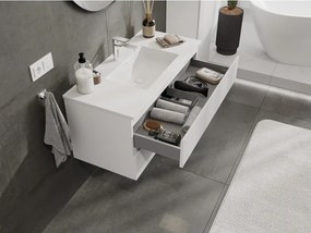 Mexen Rivel, koupelnová skříňka 100 cm s umyvadlem Otis, 2 zásuvky, drážkovaná, bílá matná, 91A20-10047-2-BFF01-W18M01