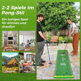 Costway 332 cm golfová podložka s 2 nastavitelnými holemi a 6 míčky golfová