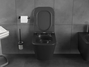 Mexen Teo, závěsná WC mísa 510x345x340 mm, Rimless Tornádo + WC sedátko z duroplastu, černá matná, 30850685T
